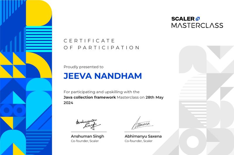 Jeevanandham k on LinkedIn: Certificate | Java collection framework Jeevanandham k on LinkedIn: Certificate | Java collection framework