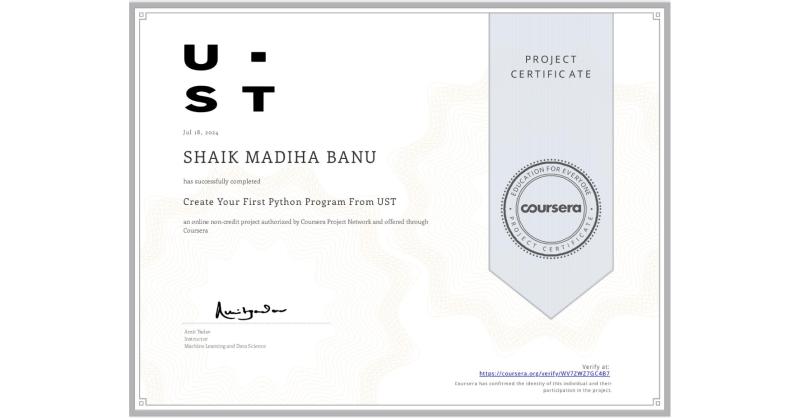 SHAIK MADIHA BANU on LinkedIn: Completion Certificate for Create Your ... SHAIK MADIHA BANU on LinkedIn: Completion Certificate for Create Your ...