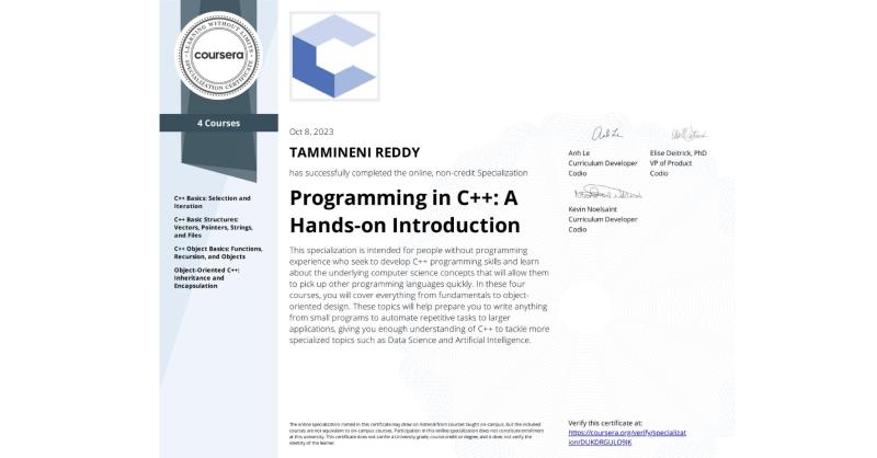 TAMMINENI ROHIT KUMAR REDDY on LinkedIn: Completion Certificate for ... TAMMINENI ROHIT KUMAR REDDY on LinkedIn: Completion Certificate for ...