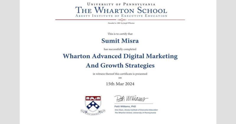 Sumit M. on LinkedIn: SUMIT MISRA successfully completed ADM-Wharton ... Sumit M. on LinkedIn: SUMIT MISRA successfully completed ADM-Wharton ...
