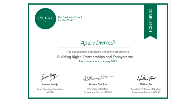 Apurv Dwivedi on LinkedIn: INSEAD Building Digital Partnerships and ... Apurv Dwivedi on LinkedIn: INSEAD Building Digital Partnerships and ...