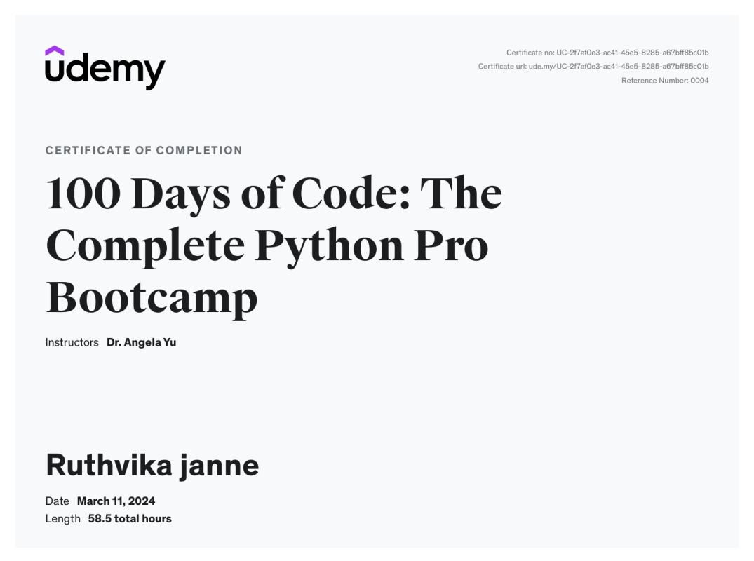 Ruthvika Janne on LinkedIn: Udemy Course Completion Certificate Ruthvika Janne on LinkedIn: Udemy Course Completion Certificate