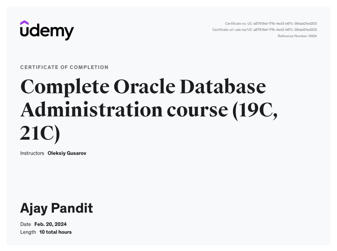 Ajay Pandit on LinkedIn: Udemy Course Completion Certificate Ajay Pandit on LinkedIn: Udemy Course Completion Certificate