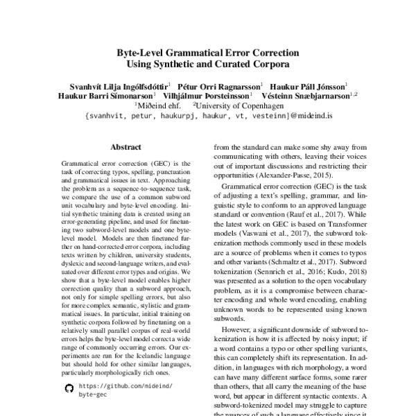 Sowmya V. on LinkedIn: Byte-Level Grammatical Error Correction Using ... Sowmya V. on LinkedIn: Byte-Level Grammatical Error Correction Using ...