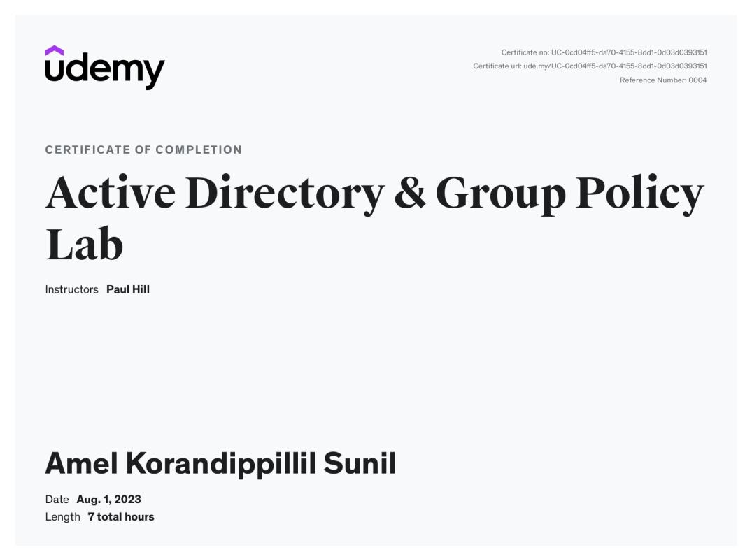 amel sunil on LinkedIn: Udemy Course Completion Certificate amel sunil on LinkedIn: Udemy Course Completion Certificate