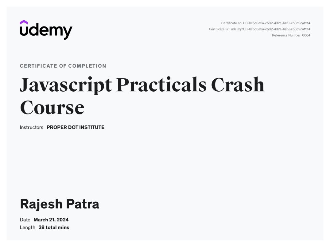 Rajesh Patra on LinkedIn: Udemy Course Completion Certificate Rajesh Patra on LinkedIn: Udemy Course Completion Certificate