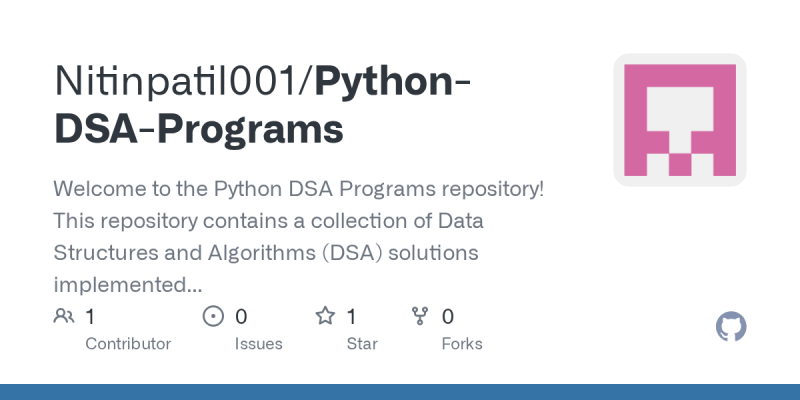 New GitHub repository for data structures and algorithms | Nitin Patil ... New GitHub repository for data structures and algorithms | Nitin Patil ...