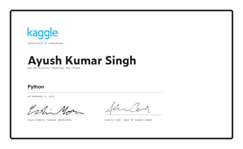 Ayush Kumar Singh on LinkedIn: Ayush Kumar Singh completed the Python ... Ayush Kumar Singh on LinkedIn: Ayush Kumar Singh completed the Python ...
