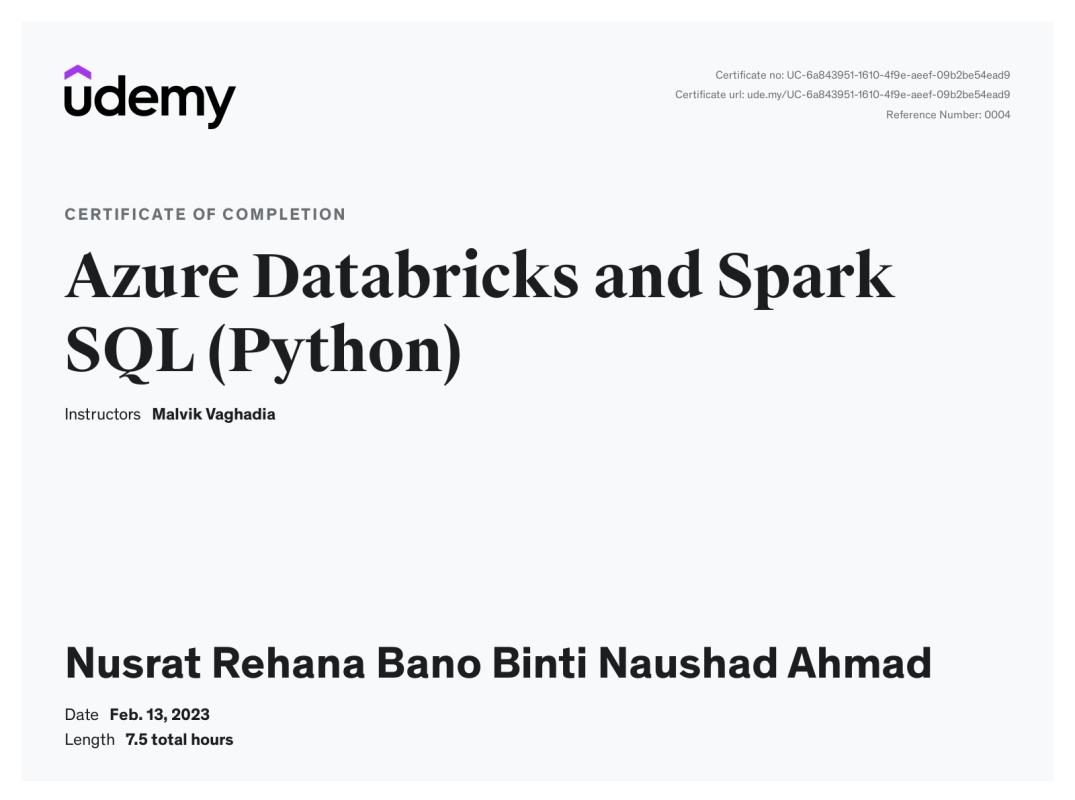 NUSRAT REHANA on LinkedIn: Udemy Course Completion Certificate NUSRAT REHANA on LinkedIn: Udemy Course Completion Certificate