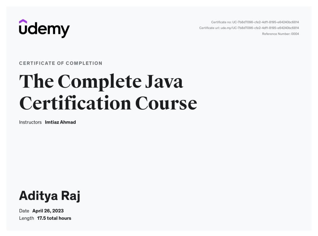 Aditya Raj on LinkedIn: Udemy Course Completion Certificate Aditya Raj on LinkedIn: Udemy Course Completion Certificate