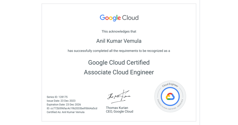 anil kumar on LinkedIn: Associate Cloud Engineer • Anil Kumar Vemula ... anil kumar on LinkedIn: Associate Cloud Engineer • Anil Kumar Vemula ...