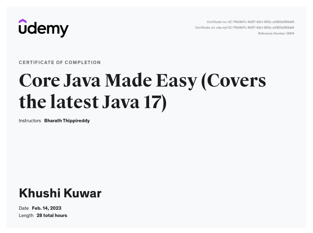 Khushi Sharad Kuwar on LinkedIn: Udemy Course Completion Certificate Khushi Sharad Kuwar on LinkedIn: Udemy Course Completion Certificate