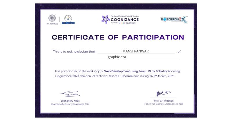 Mansi Panwar on LinkedIn: MANSI PANWAR | Certificate of Workshop on Web ... Mansi Panwar on LinkedIn: MANSI PANWAR | Certificate of Workshop on Web ...
