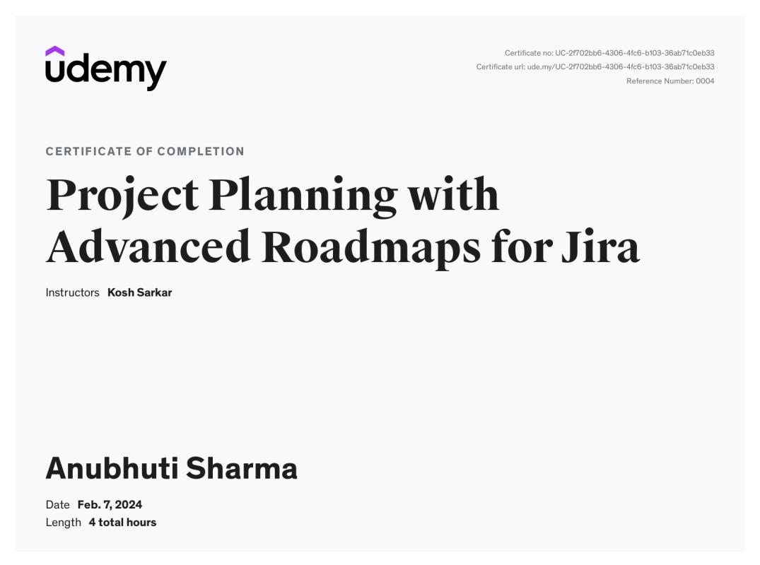 Anubhuti Sharma on LinkedIn: Udemy Course Completion Certificate Anubhuti Sharma on LinkedIn: Udemy Course Completion Certificate