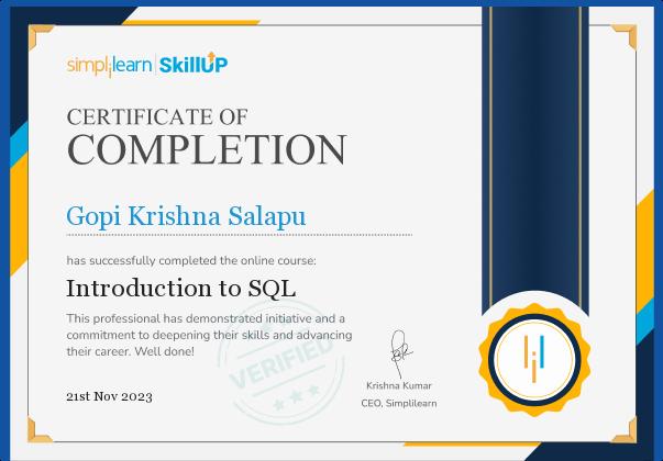 Gopi Krishna Salapu on LinkedIn: Gopi Krishna Salapu has successfully ... Gopi Krishna Salapu on LinkedIn: Gopi Krishna Salapu has successfully ...