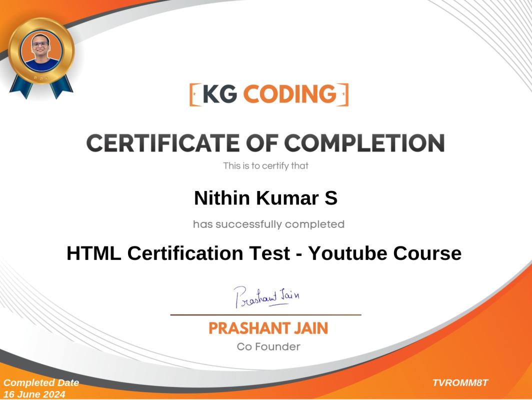 NITHIN KUMAR S on LinkedIn: #webdevelopment #html #certification # ... NITHIN KUMAR S on LinkedIn: #webdevelopment #html #certification # ...