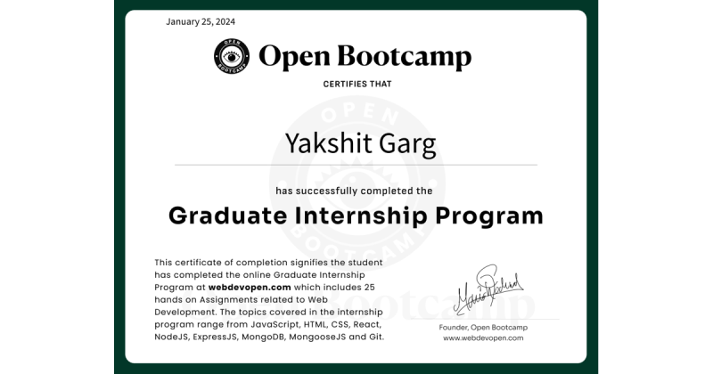 Yakshit Garg on LinkedIn: Web Dev Open • Yakshit Garg • Open Bootcamp Yakshit Garg on LinkedIn: Web Dev Open • Yakshit Garg • Open Bootcamp