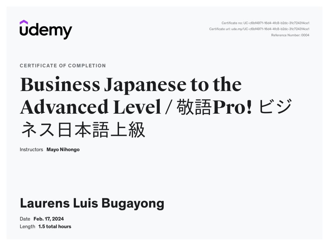 Laurens Bugayong on LinkedIn: Udemy Course Completion Certificate Laurens Bugayong on LinkedIn: Udemy Course Completion Certificate