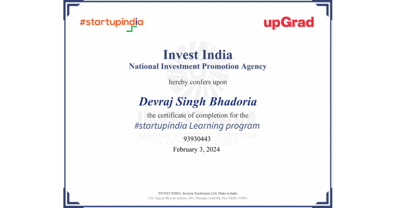 Devraj Singh Bhadoria on LinkedIn: StartUp India Learning Program ... Devraj Singh Bhadoria on LinkedIn: StartUp India Learning Program ...