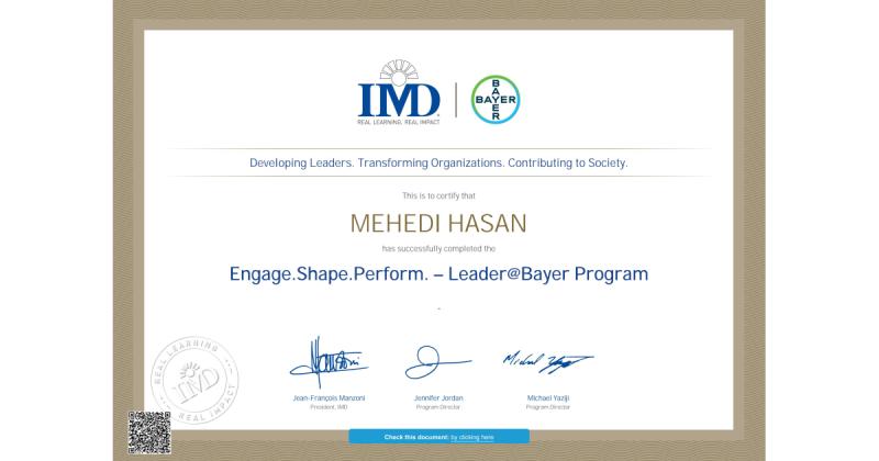 Mehedi Hasan on LinkedIn: BAYER SPRINT COHORT 22 2023 - IMD - MEHEDI HASAN Mehedi Hasan on LinkedIn: BAYER SPRINT COHORT 22 2023 - IMD - MEHEDI HASAN
