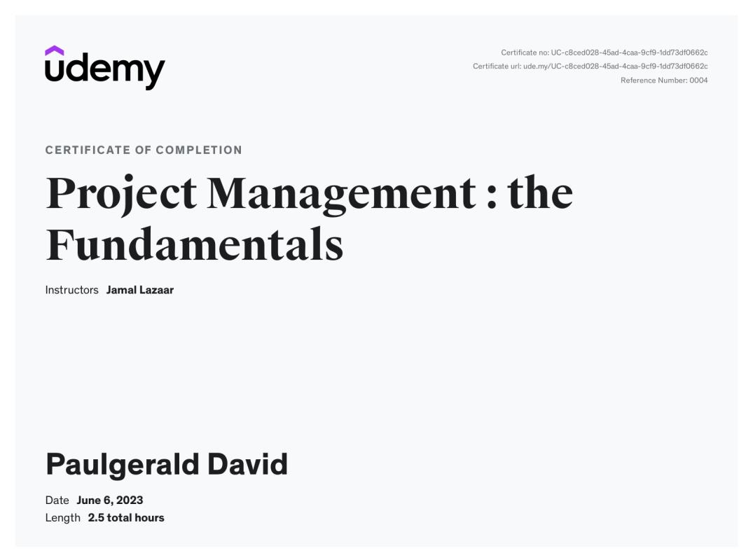 Paul Gerald David on LinkedIn: Udemy Course Completion Certificate Paul Gerald David on LinkedIn: Udemy Course Completion Certificate