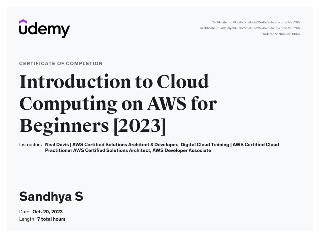 SANDHYA SIVAKUMAR on LinkedIn: Udemy Course Completion Certificate SANDHYA SIVAKUMAR on LinkedIn: Udemy Course Completion Certificate