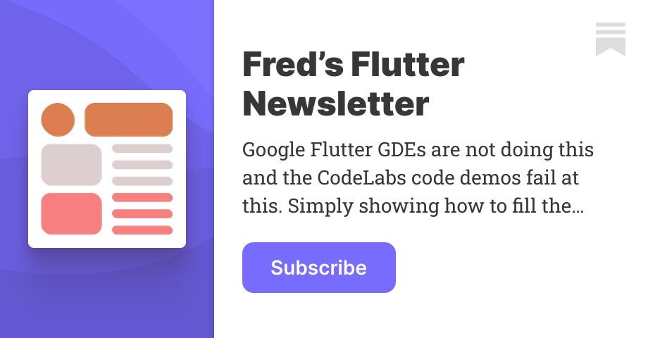 Fred Grott on LinkedIn: Fred’s Flutter Newsletter | Fred Grott | Substack Fred Grott on LinkedIn: Fred’s Flutter Newsletter | Fred Grott | Substack