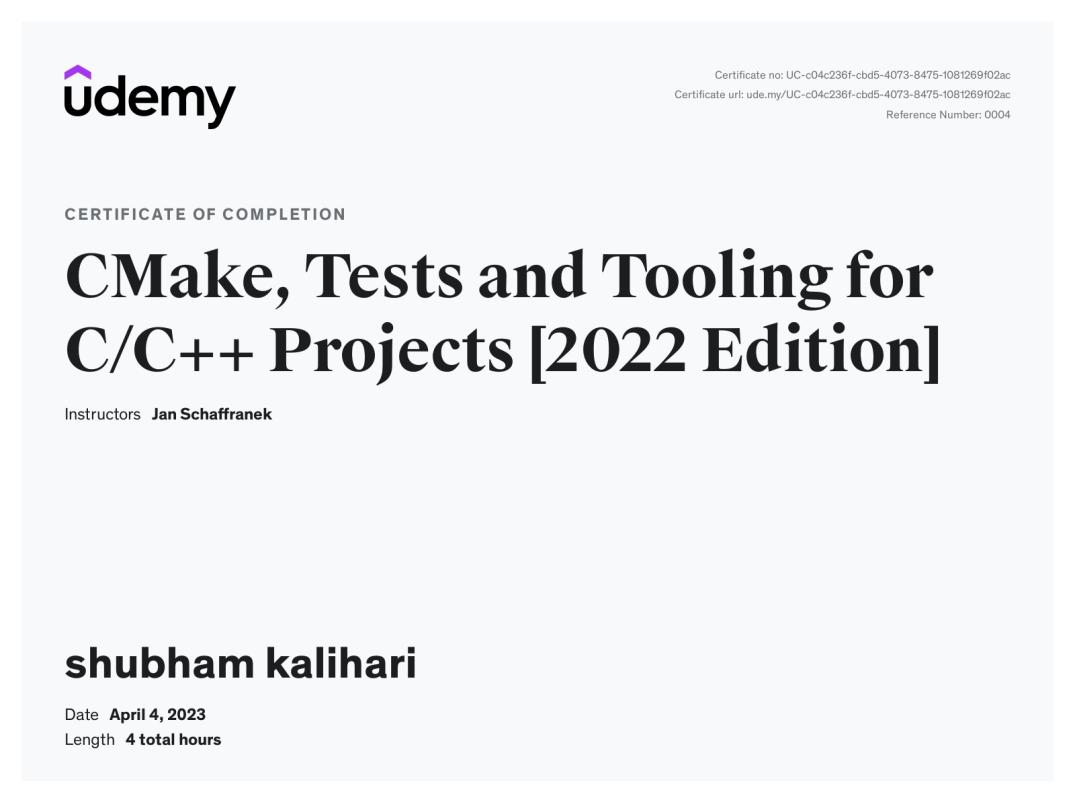 Shubham Kalihari on LinkedIn: Udemy Course Completion Certificate Shubham Kalihari on LinkedIn: Udemy Course Completion Certificate