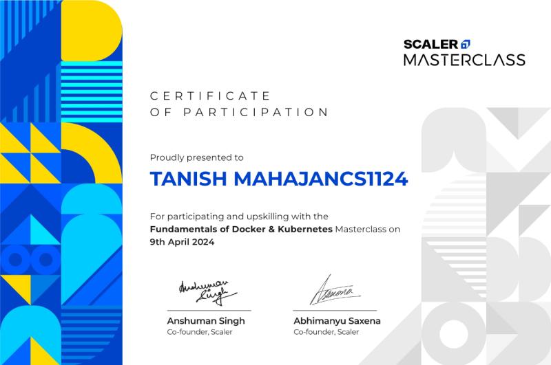 Tanish Mahajan on LinkedIn: Certificate | Fundamentals of Docker ... Tanish Mahajan on LinkedIn: Certificate | Fundamentals of Docker ...