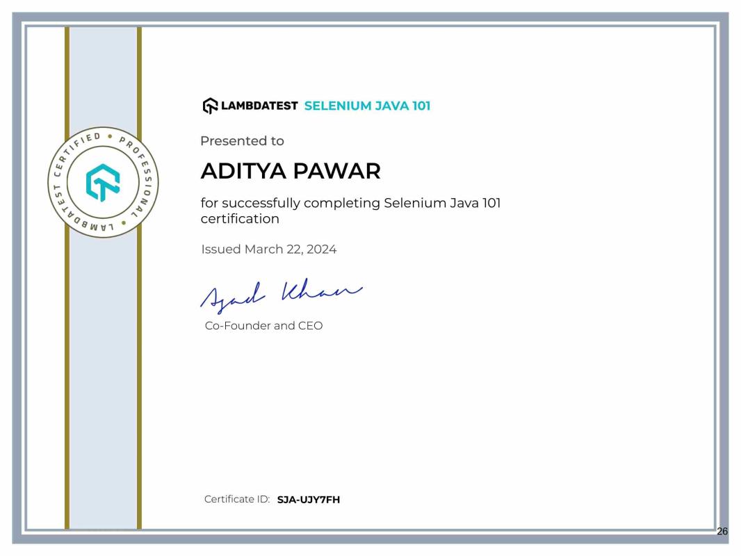 Aditya Pawar on LinkedIn: #selenium #testers #automationengineer Aditya Pawar on LinkedIn: #selenium #testers #automationengineer