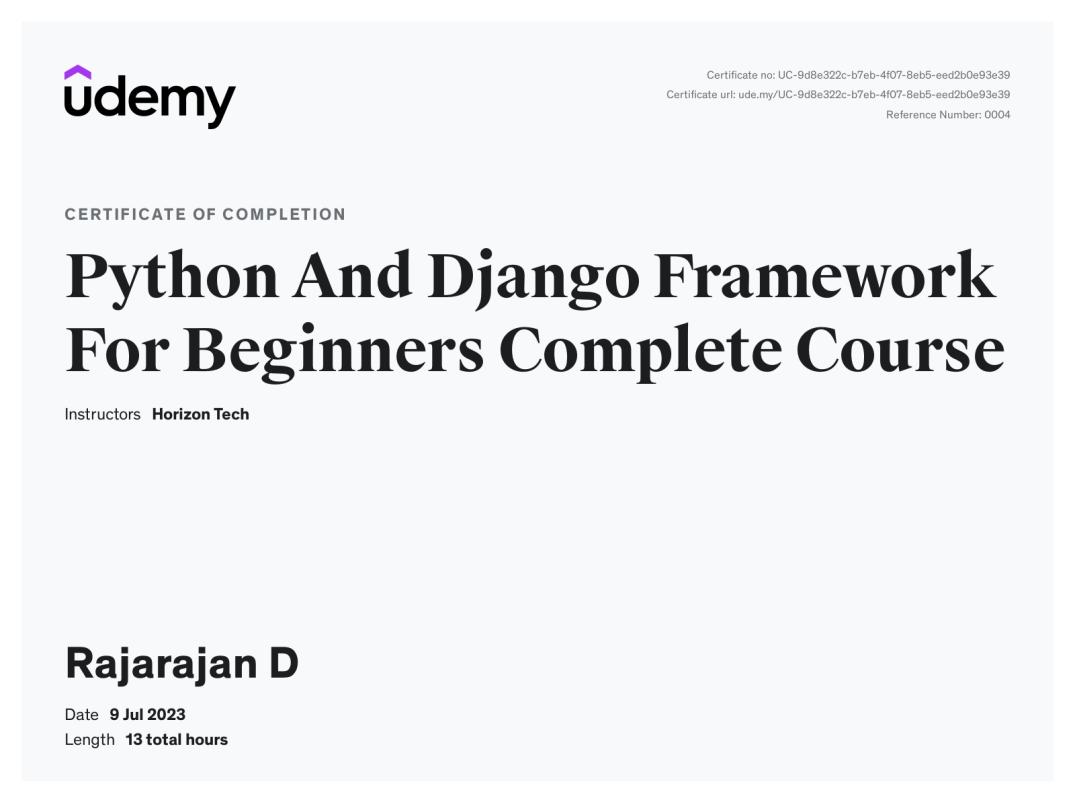 RAJARAJAN D on LinkedIn: Udemy Course Completion Certificate RAJARAJAN D on LinkedIn: Udemy Course Completion Certificate