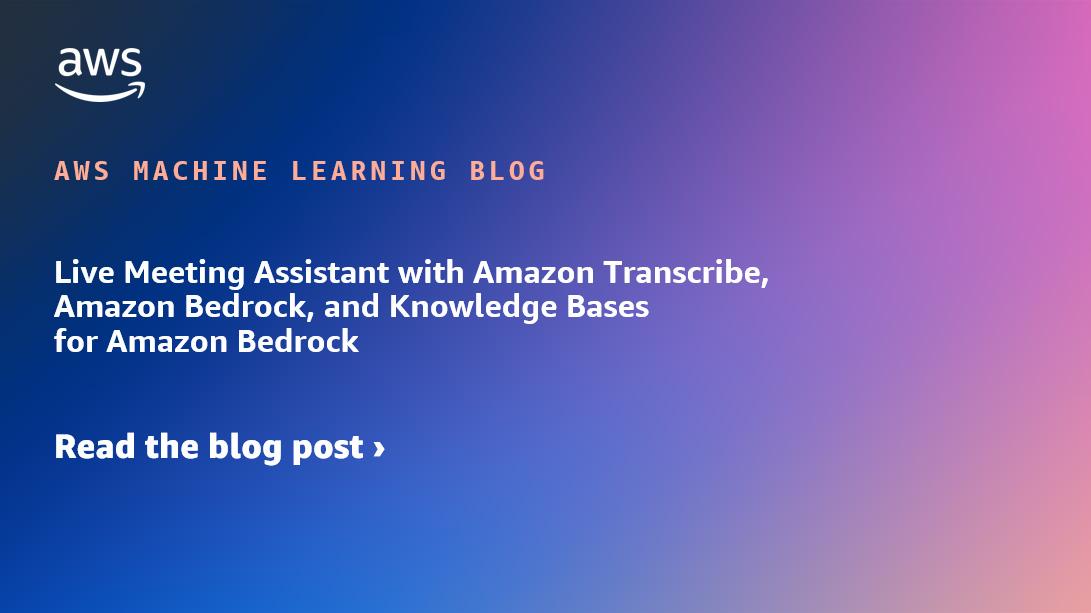 Umar Saeed on LinkedIn: Live Meeting Assistant with Amazon Transcribe ... Umar Saeed on LinkedIn: Live Meeting Assistant with Amazon Transcribe ...