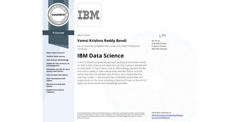 Vamsi Krishna Reddy Bandi on LinkedIn: Completion Certificate for IBM ... Vamsi Krishna Reddy Bandi on LinkedIn: Completion Certificate for IBM ...