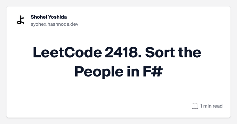Shohei Yoshida on LinkedIn: LeetCode 2418. Sort the People in F# Shohei Yoshida on LinkedIn: LeetCode 2418. Sort the People in F#