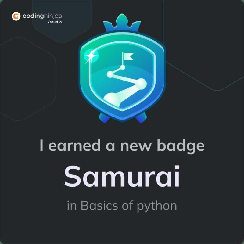 Shruti Arsode on LinkedIn: 🏆 SkillBadge Unlocked! | Coding Ninjas Studio Shruti Arsode on LinkedIn: 🏆 SkillBadge Unlocked! | Coding Ninjas Studio