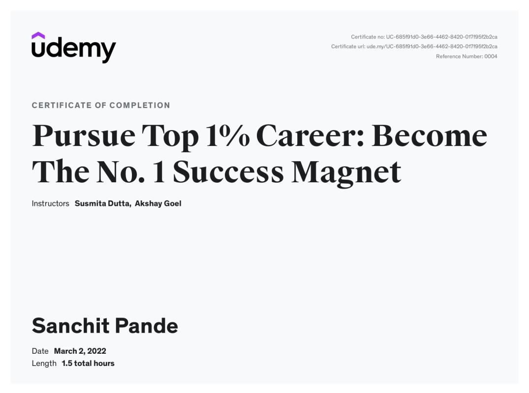 Sanchit Pandey on LinkedIn: Udemy Course Completion Certificate Sanchit Pandey on LinkedIn: Udemy Course Completion Certificate