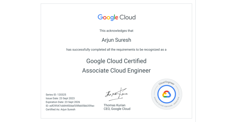 Arjun Suresh on LinkedIn: Associate Cloud Engineer • Arjun Suresh ... Arjun Suresh on LinkedIn: Associate Cloud Engineer • Arjun Suresh ...