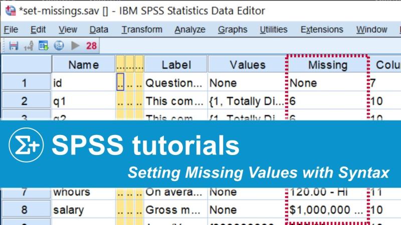 SPSS tutorials on LinkedIn: SPSS - Set Missing Values with Syntax SPSS tutorials on LinkedIn: SPSS - Set Missing Values with Syntax