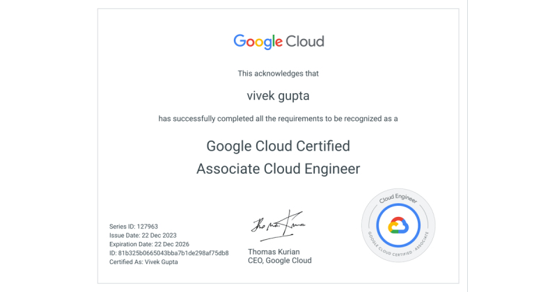Vivek Gupta on LinkedIn: Associate Cloud Engineer • Vivek Gupta ... Vivek Gupta on LinkedIn: Associate Cloud Engineer • Vivek Gupta ...