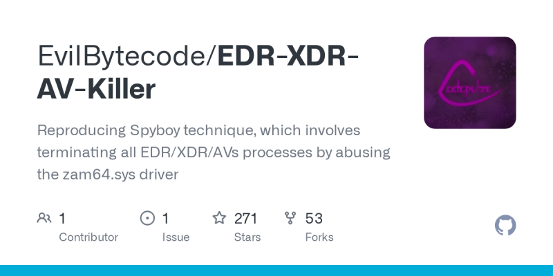 Putthik LEANG on LinkedIn: GitHub - EvilBytecode/EDR-XDR-AV-Killer ... Putthik LEANG on LinkedIn: GitHub - EvilBytecode/EDR-XDR-AV-Killer ...