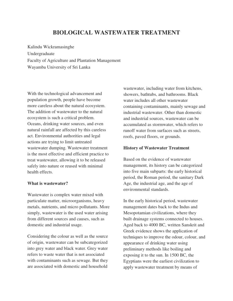Kalindu Wickramasinghe on LinkedIn: (PDF) BIOLOGICAL WASTEWATER TREATMENT Kalindu Wickramasinghe on LinkedIn: (PDF) BIOLOGICAL WASTEWATER TREATMENT
