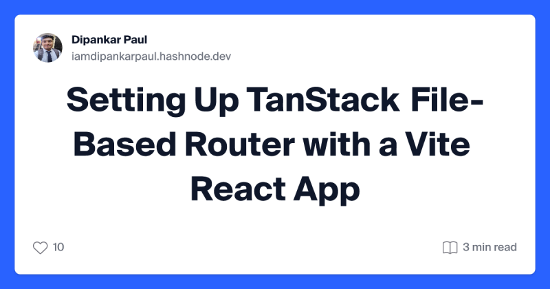 Dipankar Paul on LinkedIn: Setting Up TanStack File-Based Router with a ... Dipankar Paul on LinkedIn: Setting Up TanStack File-Based Router with a ...