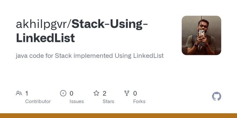 Akhil P S on LinkedIn: GitHub - akhilpgvr/Stack-Using-LinkedList: java ... Akhil P S on LinkedIn: GitHub - akhilpgvr/Stack-Using-LinkedList: java ...