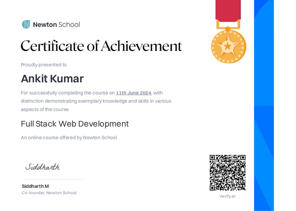 Ankit Kumar on LinkedIn: Ankit Kumar got certified! | Newton School Ankit Kumar on LinkedIn: Ankit Kumar got certified! | Newton School