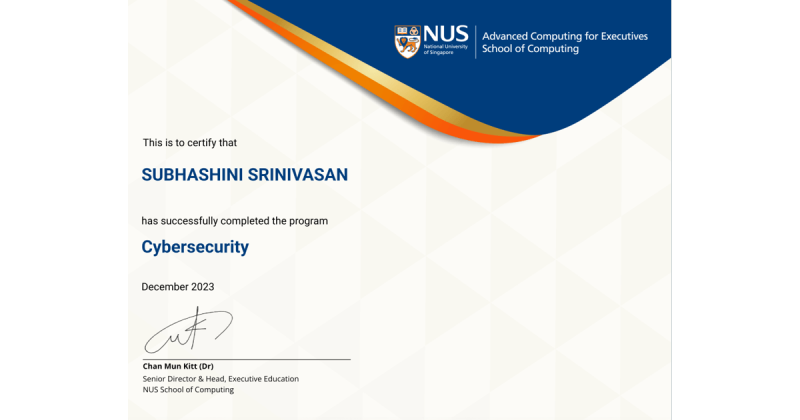 Subhashini S on LinkedIn: Certificate in Cybersecurity • SUBHASHINI ... Subhashini S on LinkedIn: Certificate in Cybersecurity • SUBHASHINI ...