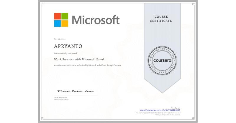 Apryanto S.T. on LinkedIn: Completion Certificate for Work Smarter with ... Apryanto S.T. on LinkedIn: Completion Certificate for Work Smarter with ...