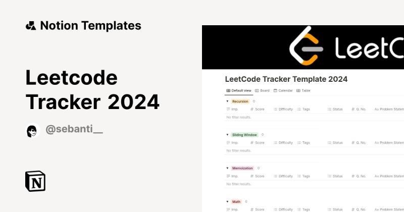 Durgesh Gupta on LinkedIn: Leetcode Tracker 2024 | Notion Template Durgesh Gupta on LinkedIn: Leetcode Tracker 2024 | Notion Template