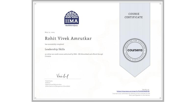 Rohit Amrutkar on LinkedIn: Completion Certificate for Leadership Skills Rohit Amrutkar on LinkedIn: Completion Certificate for Leadership Skills