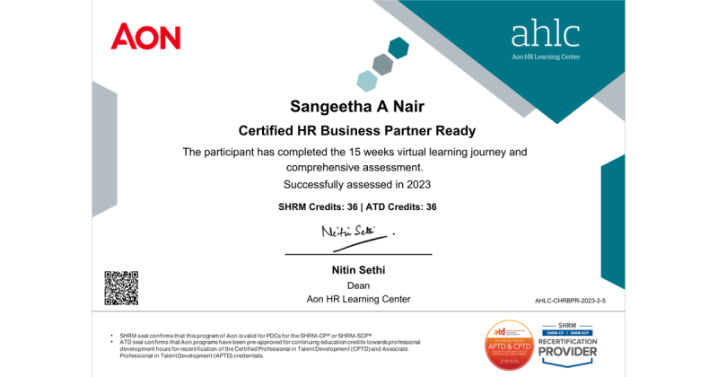 Sangeetha A Nair on LinkedIn: Certified HR Business Partner Ready ... Sangeetha A Nair on LinkedIn: Certified HR Business Partner Ready ...