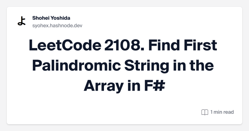 Shohei Yoshida on LinkedIn: LeetCode 2108. Find First Palindromic ... Shohei Yoshida on LinkedIn: LeetCode 2108. Find First Palindromic ...